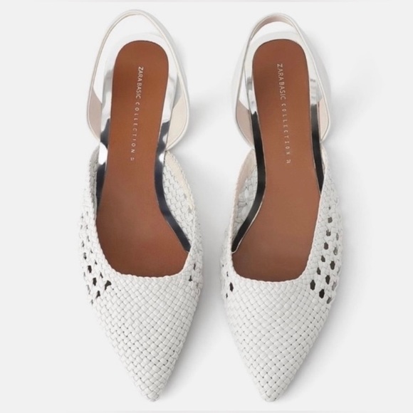 Zara | Shoes | Zara Basic Collection Rattan Woven Point Toe Beige Cream Mule Flats Sz 42 | Poshmark
